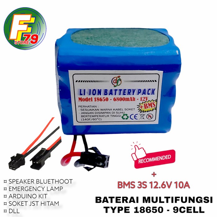 Jual Baterai Pack Charger 9x18650 BMS Protector 3S 12.6V RC Arduino ...