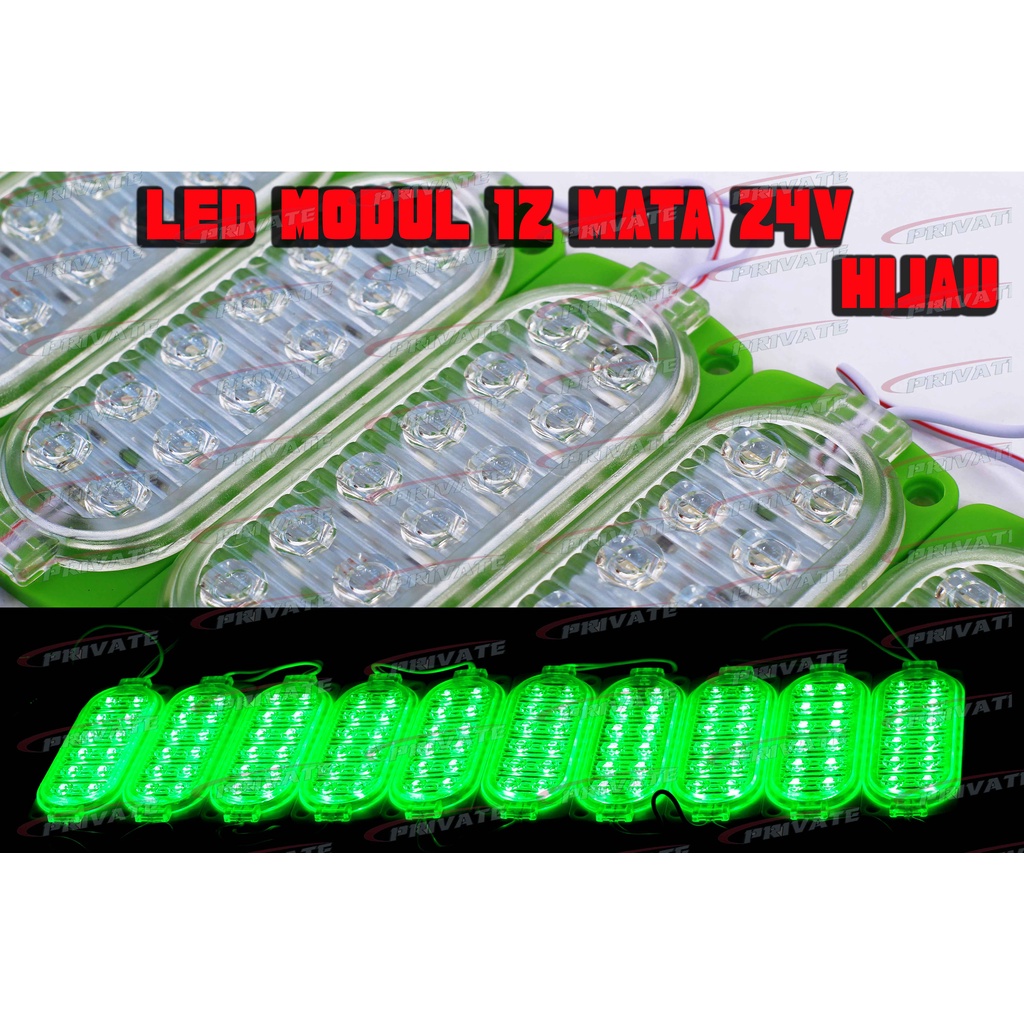 Jual Lampu Led Module Modul 12 Mata 24V Warna Hijau | Shopee Indonesia
