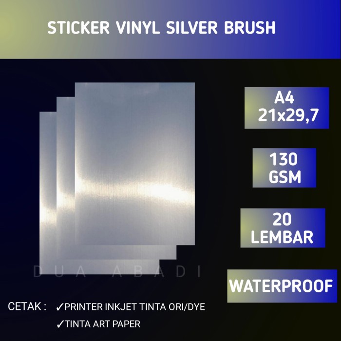 Jual Stiker Sticker Vinyl Inkjet Silver Brush Pet A4 Isi 20 Lembar ...