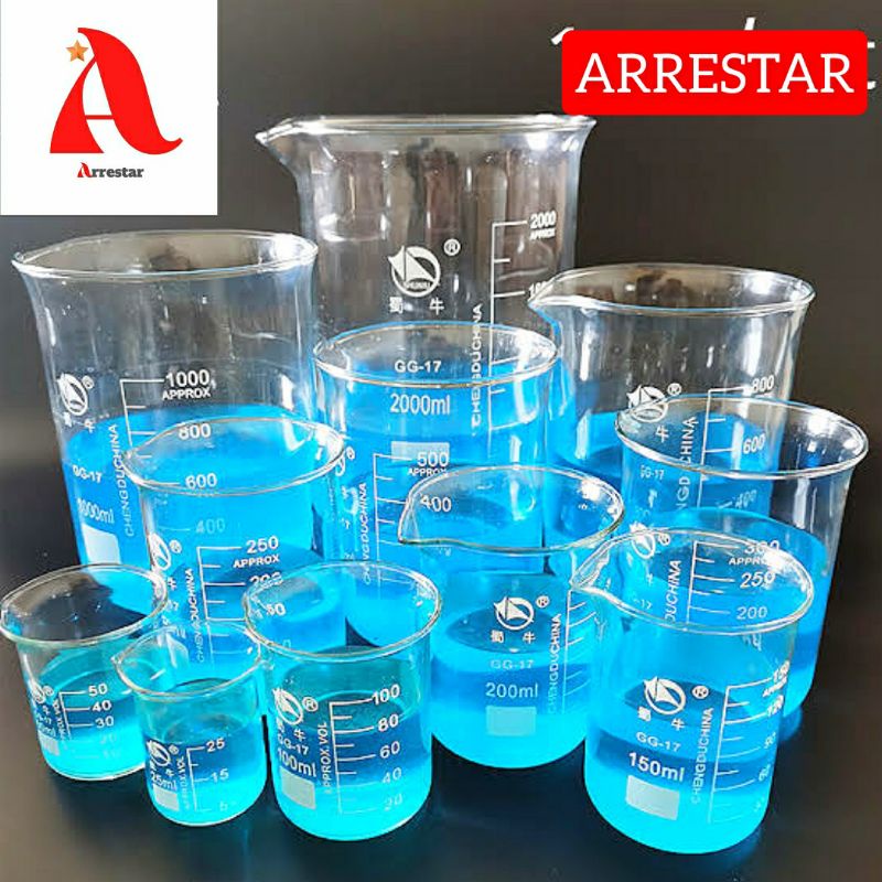 Jual Gelas Ukur Kaca Laboratorium Lab kimia 1000ml 50ml 100ml 250ml ...