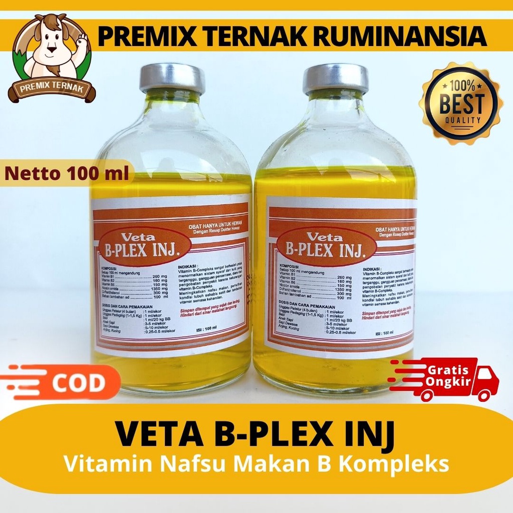 Jual VETA B PLEX Inj 100ml - VITAMIN B Kompleks untuk Hewan - Vitamin B ...