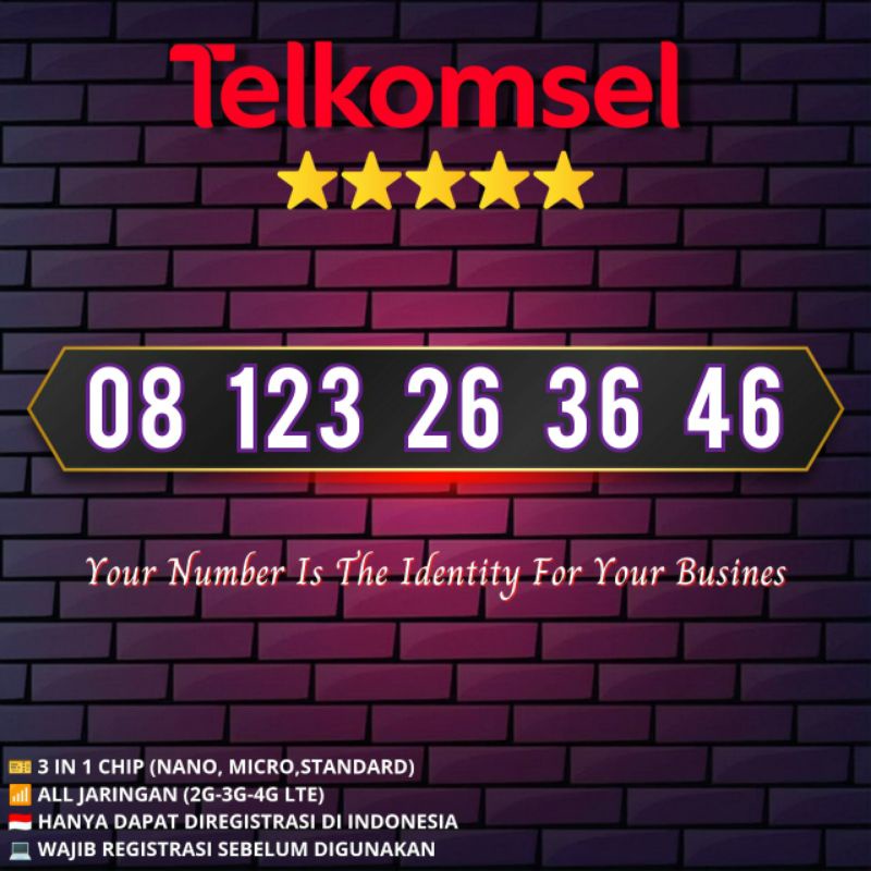 Jual Nomor Cantik Telkomsel Simpati 11 Digit 4G Combo Sakti Angka Rapi 08 123 263646 | Shopee ...
