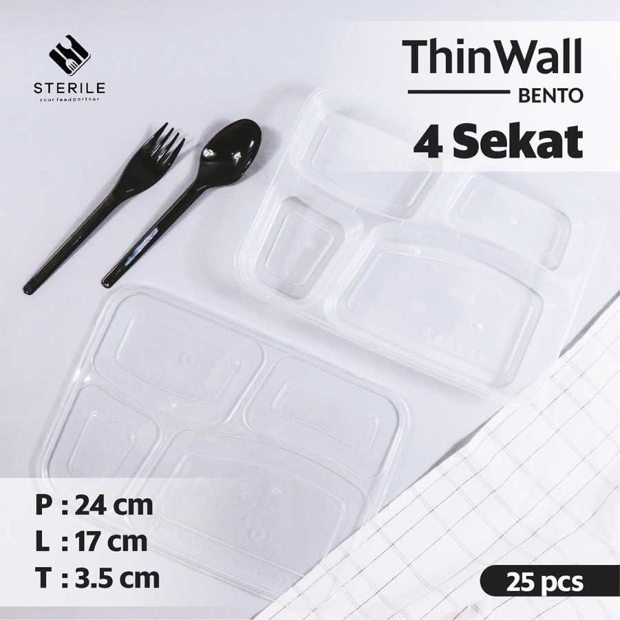 Jual Lunch box 4 sekat / Bento Sekat 4 Plastik Thinwall / Food ...