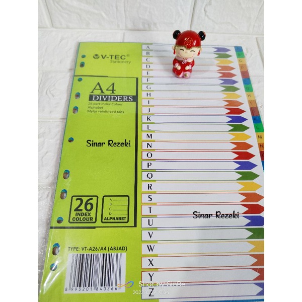 Jual 1 bungkus = 26 index colour!! A4!! A4 dividers alphabet/pembatas ...