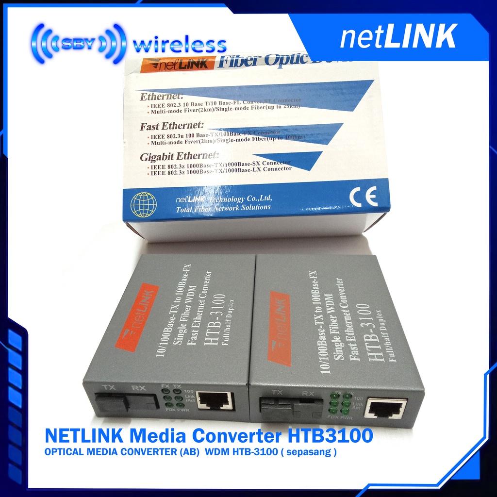 Jual NETLINK Media Converter HTB3100 OPTICAL MEDIA CONVERTER (A/B) WDM ...