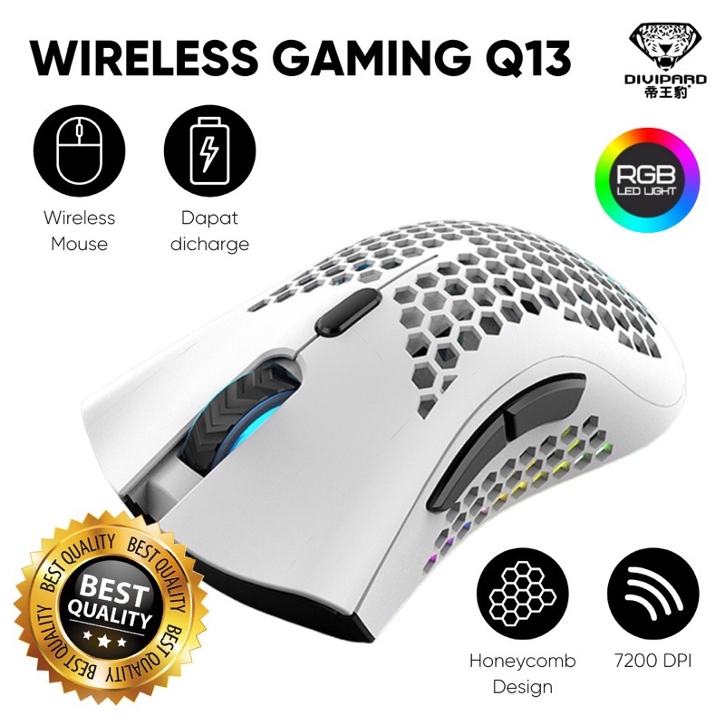 Jual mouse wireless gaming charging divipard honey comb Q13 rgb ...