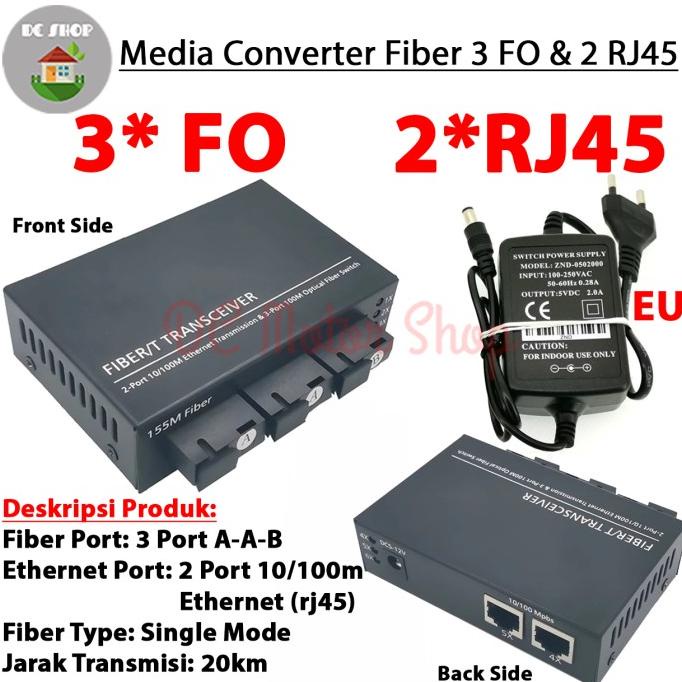 Jual FIBER OPTIC MEDIA CONVERTER 3 PORT FO SC 2 PORT LAN RJ45 SWITCH FIBER | Shopee Indonesia