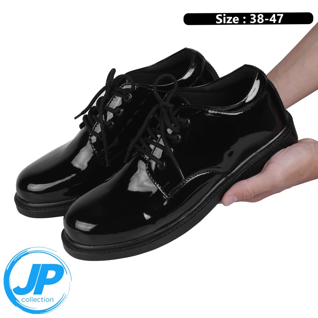 Jual 38-47 Sepatu pdh pria pendek tali 4 pentopel dinas kantor hitam ...