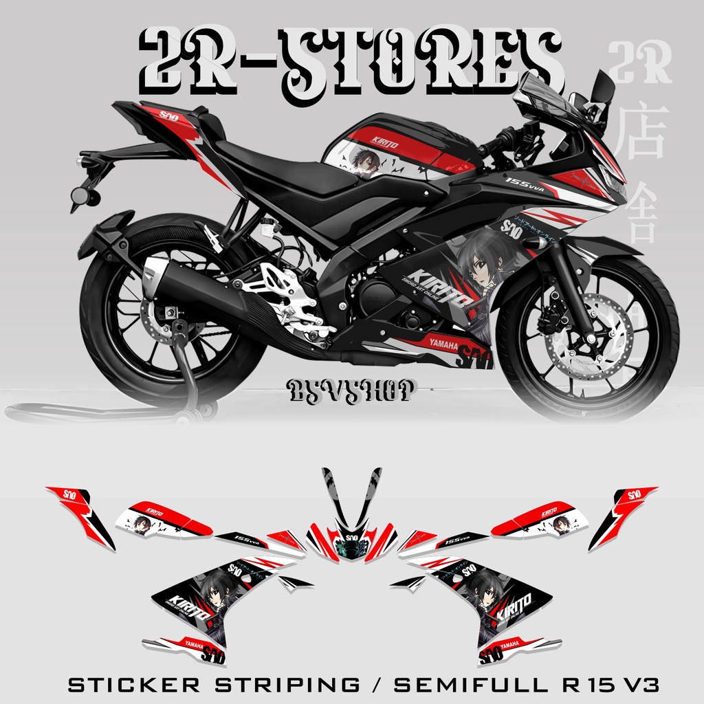 Jual striping yamaha R15 V3 stiker R15 V3 stiker lis bodi motor anime ...