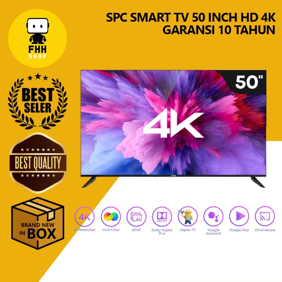 Jual SPC Smart TV Digital 50" LED 50 inch HD 4K Android 9.0 Ultra Slim ...