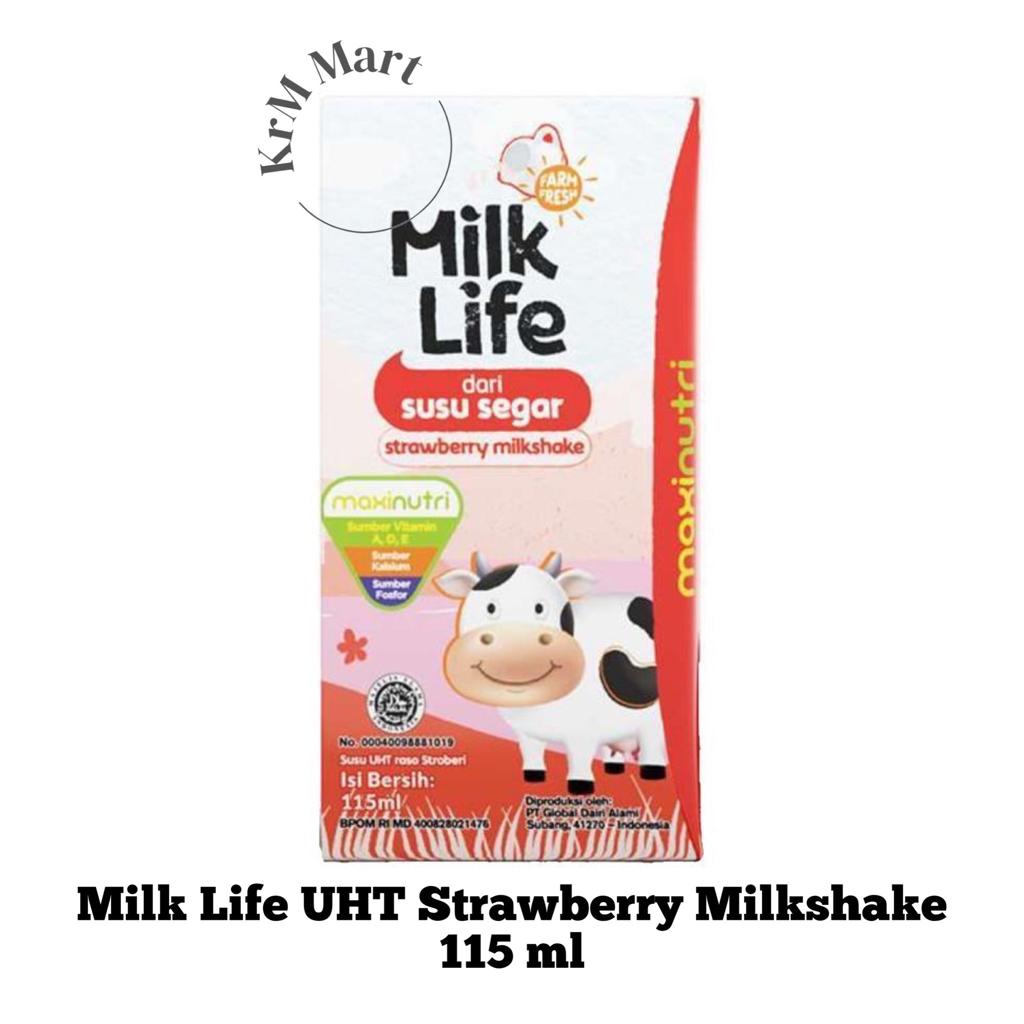 Jual Milk Life UHT Strawberry Milkshake 115 ml susu segar stroberi ...