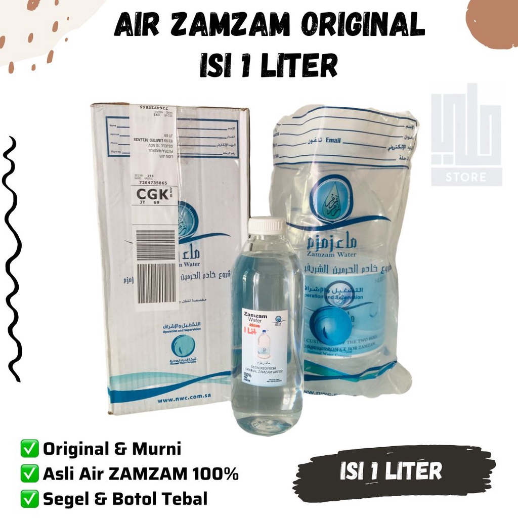 Jual AIR ZAMZAM 1 Liter ASLI ORIGINAL 100% Zam zam 1L zam-zam mineral ...