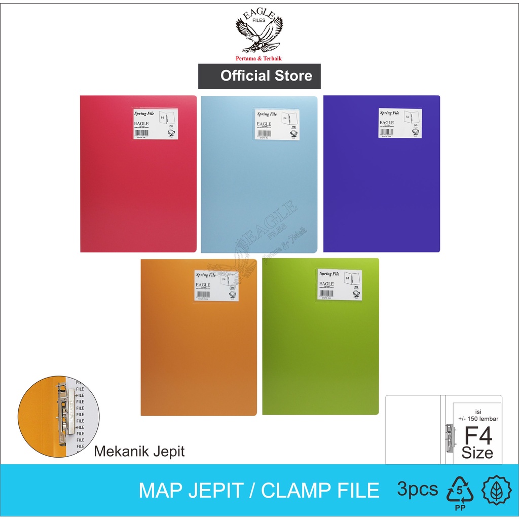 Jual AT Map Jepit EAGLEFiles F4 (Folio) Clamp File Clip File Map ...