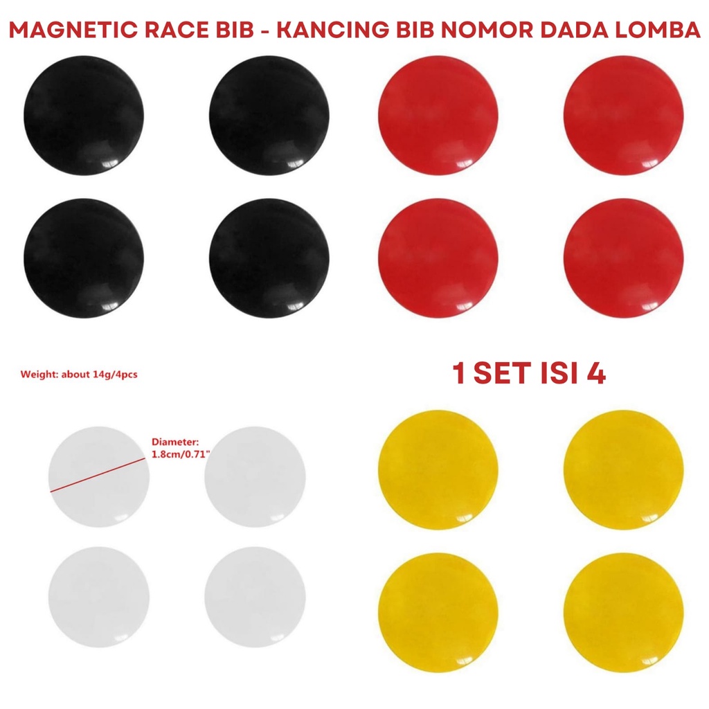 Jual Magnetic Race BIB - Kancing BIB nomor dada Lomba Lari (1 set isi 4 ...