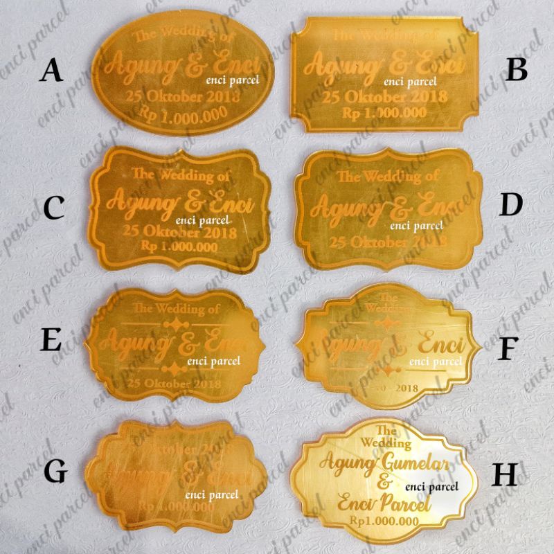 Jual grafir nama tanggal Rp nominal mahar bentuk ornamen hiasan mahar ...