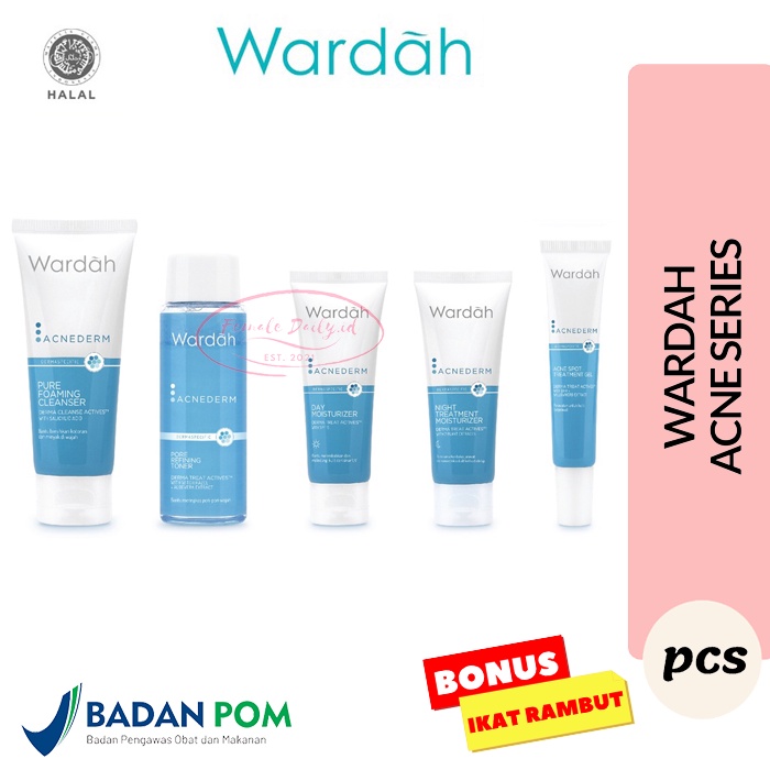 Jual Wardah Acnederm Series Cleanser Toner Day Night Cream Acne Pore ...