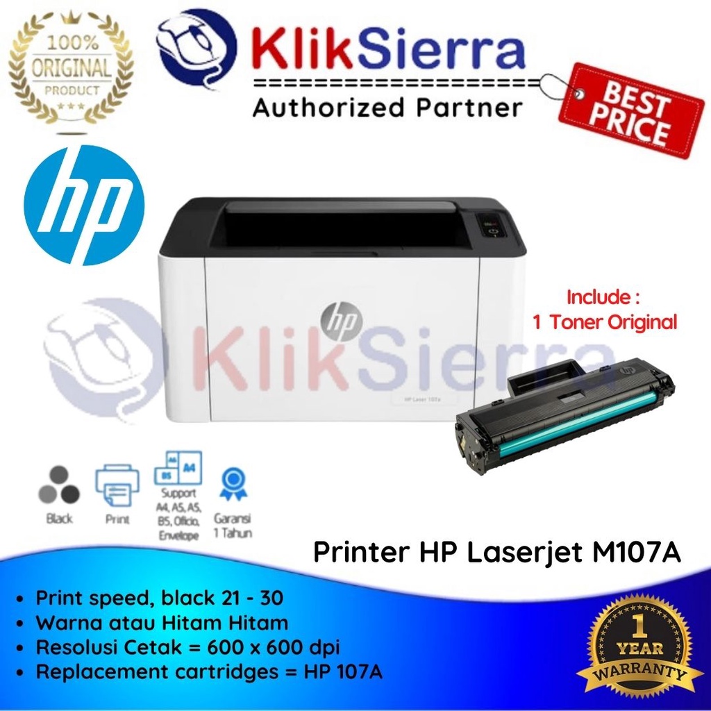 Jual Printer HP Laserjet M107A Monochrome 107A Garansi Resmi Original ...