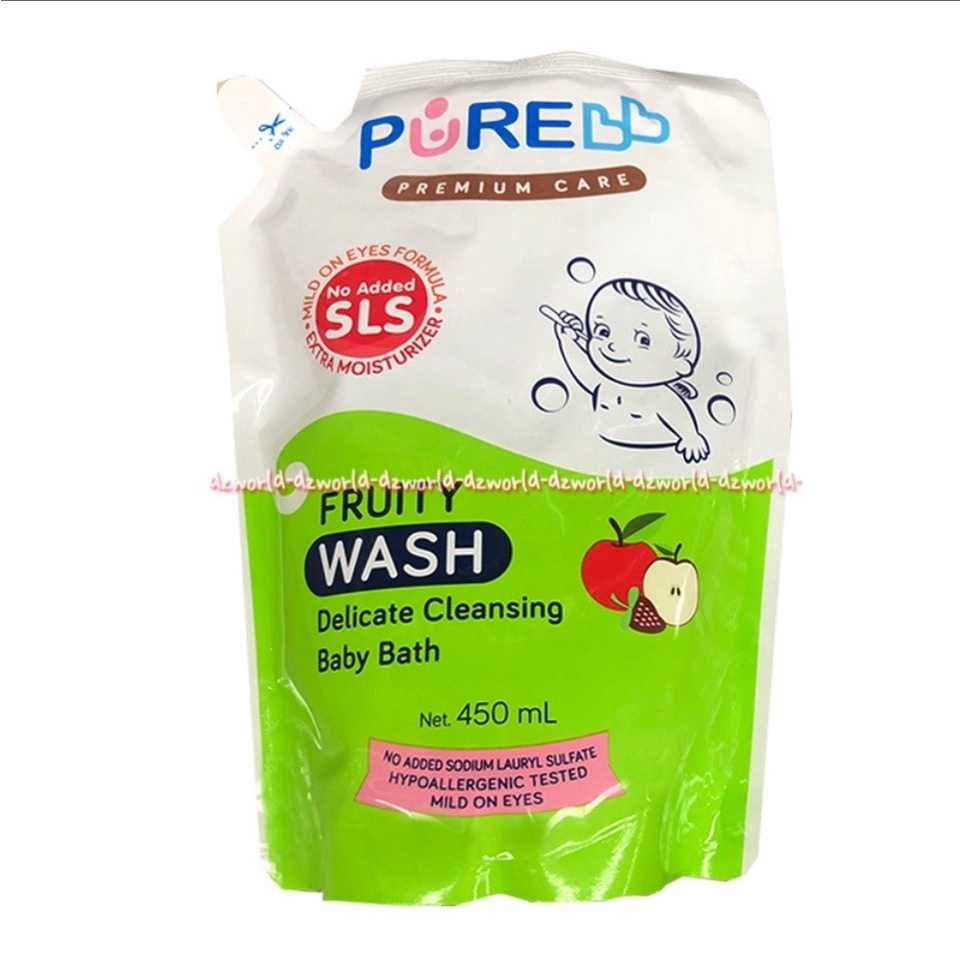 Jual Pure Premium Care 450ml Fruity Wash Delicate Cleansing Baby Bath Purebaby Pures Babies ...