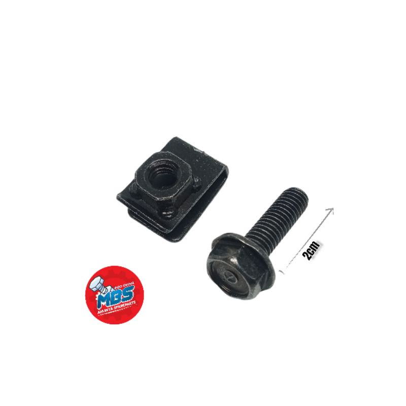 Jual klip set m6 baut 10 ori baja baud clip spit plat m6 dan baut m6x20 ...