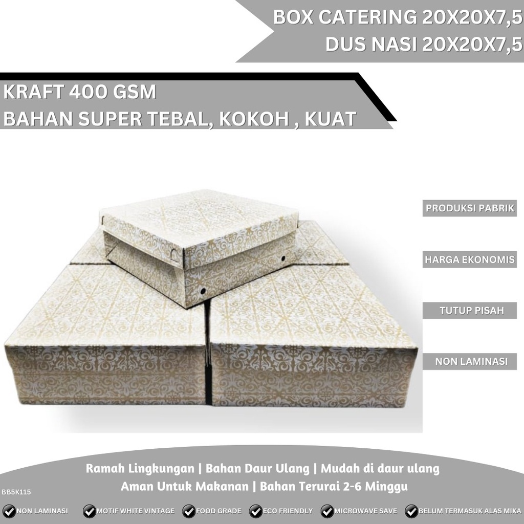 Jual Box 20X20 Dus Nasi 20X20 Dus 20X20 Tebal 400 Gsm (BB5K115-20X20X7 ...
