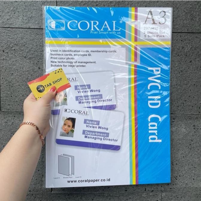 Jual CORAL PVC ID CARD A3 5 SET 3 LEMBAR 1 SET | Shopee Indonesia