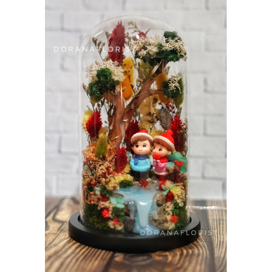 Jual Flower Glass Dome Diorama Special Edition with LED 12 x 22 cm ...