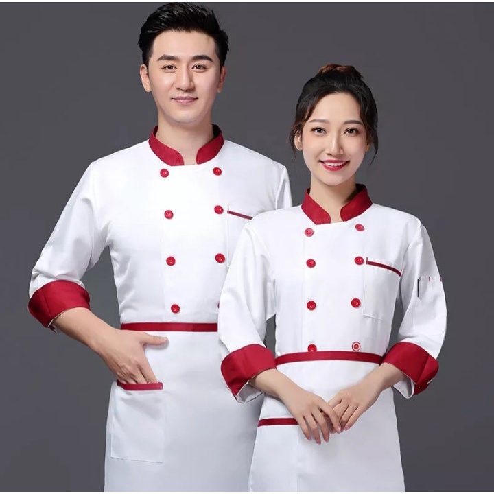 Jual Baju Koki Kemeja koki chef jacket seragam koki barista pria wanita ...