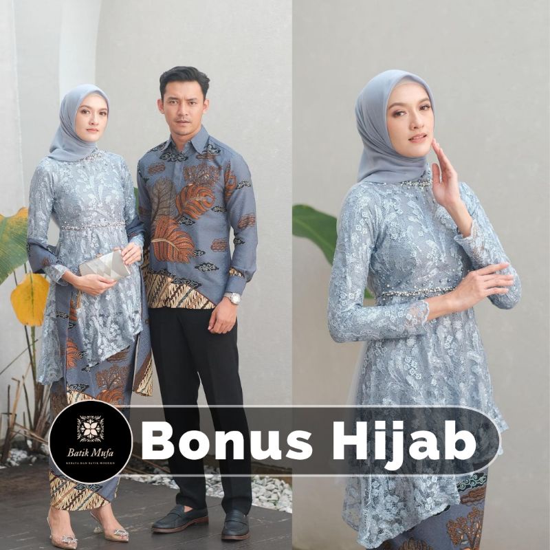 Jual SET COUPLE ZARA ICE BLUE | KEBAYA MODERN KEBAYA LAMARAN KEBAYA ...