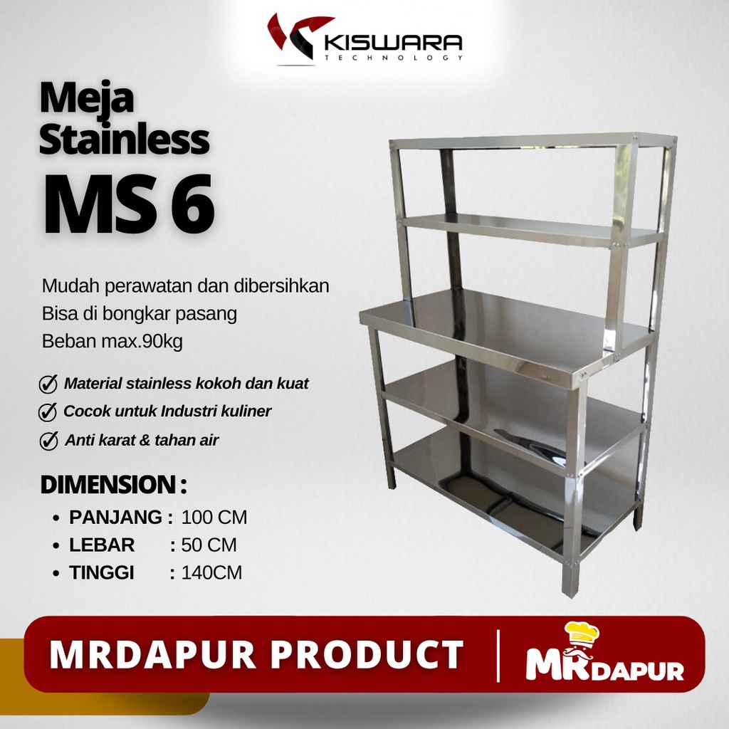 Jual Meja Stainless Steel MrDapur MS 6 rak meja | Shopee Indonesia