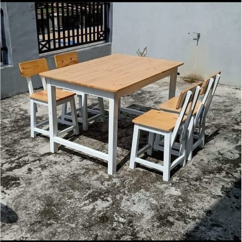 Jual meja makan cafe minimalis jati belanda | Shopee Indonesia