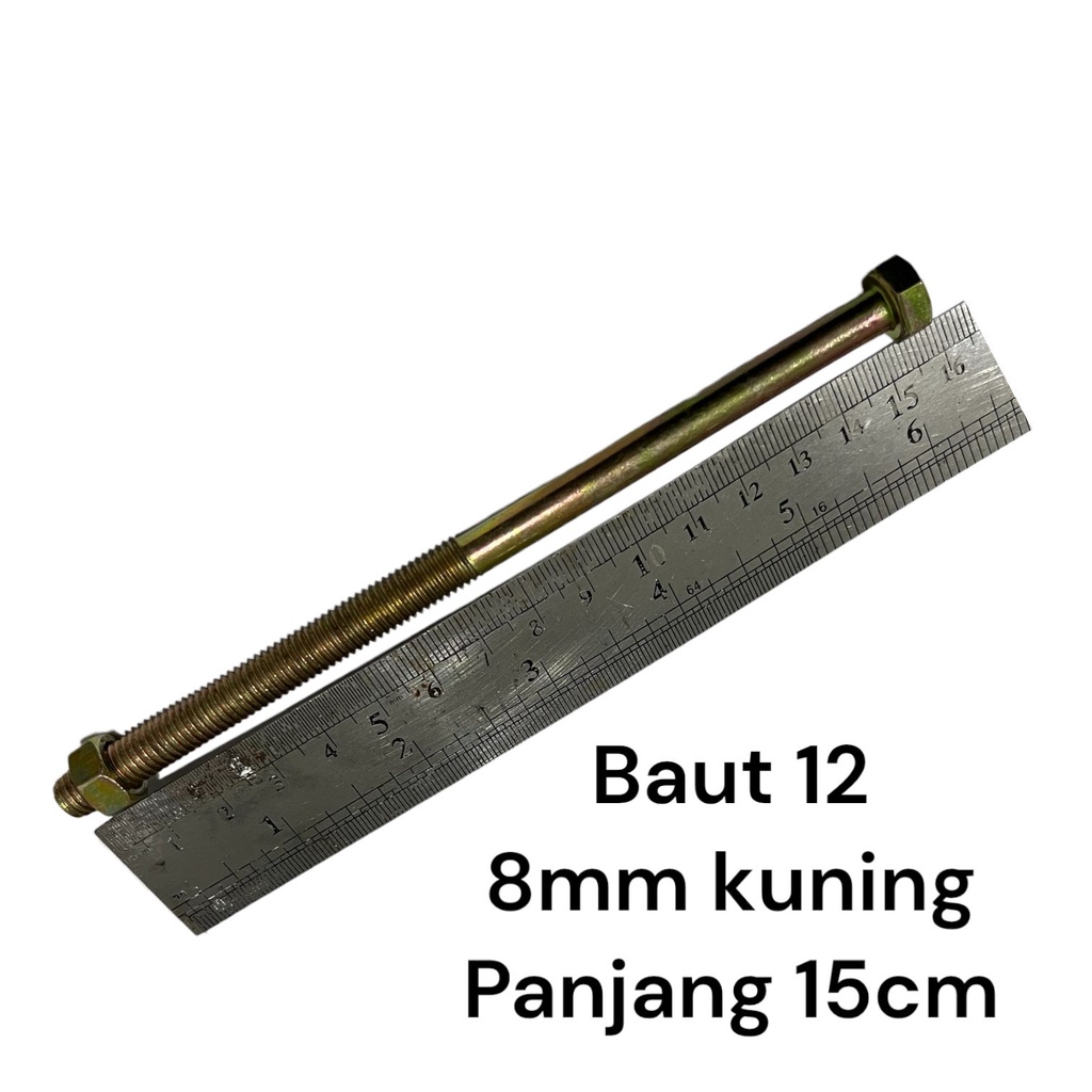 Jual BAUT MUR KUNING M8/ 8mm BAUT 12 PANJANG 15cm BAUT KUNCI 12 / HARGA ...