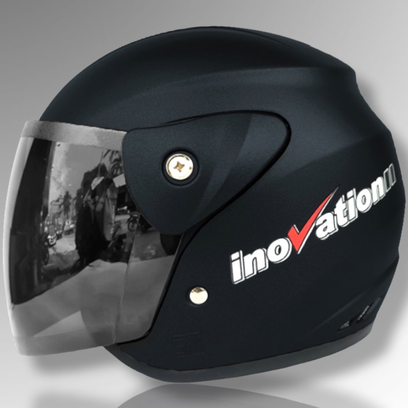 Jual Helm Half Face Evolution Polos Kaca HITAM Untuk Pria Dan Wanita ...