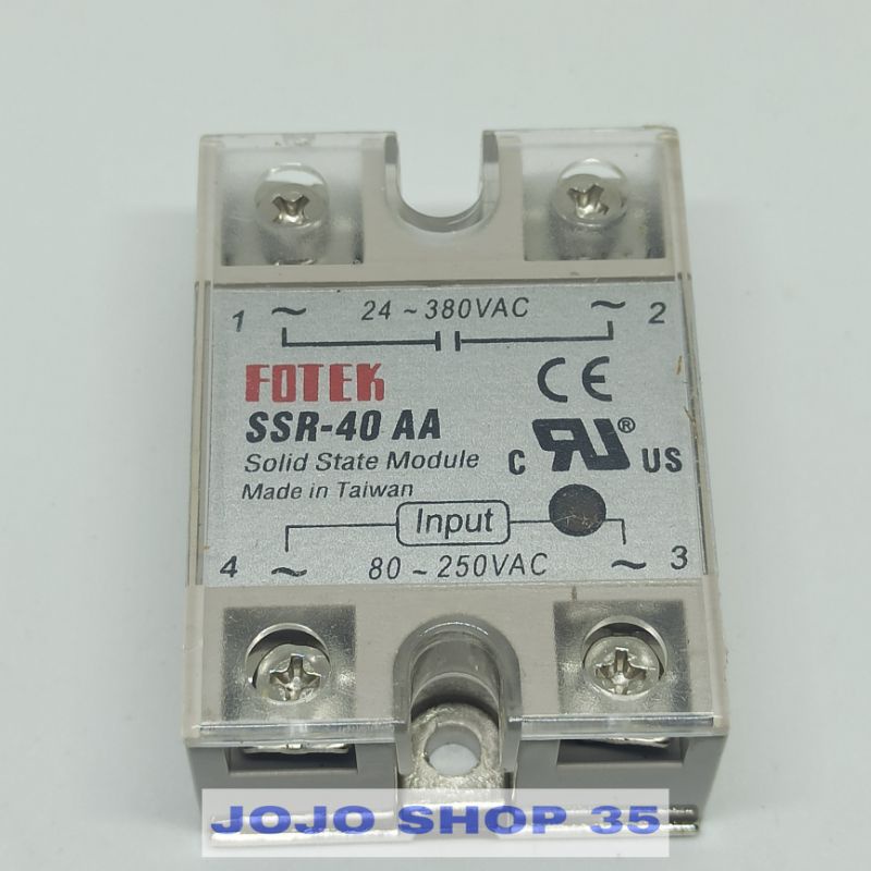 Jual FOTEK SSR-40AA 80-250VAC TO 24-380VAC 40A/250V SOLID STATE RELAY MODULE FOTEK SSR 40AA SSR ...