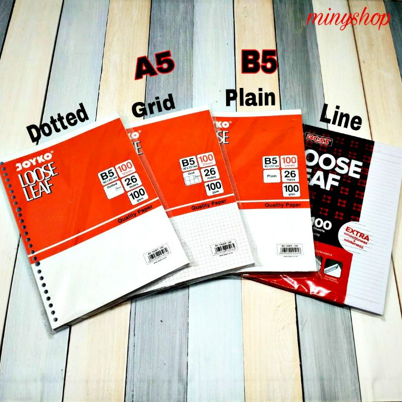 Jual Isi Kertas Binder File Loose Leaf A5 B5 Grid Dotted Plain 100 Lembar | Shopee Indonesia