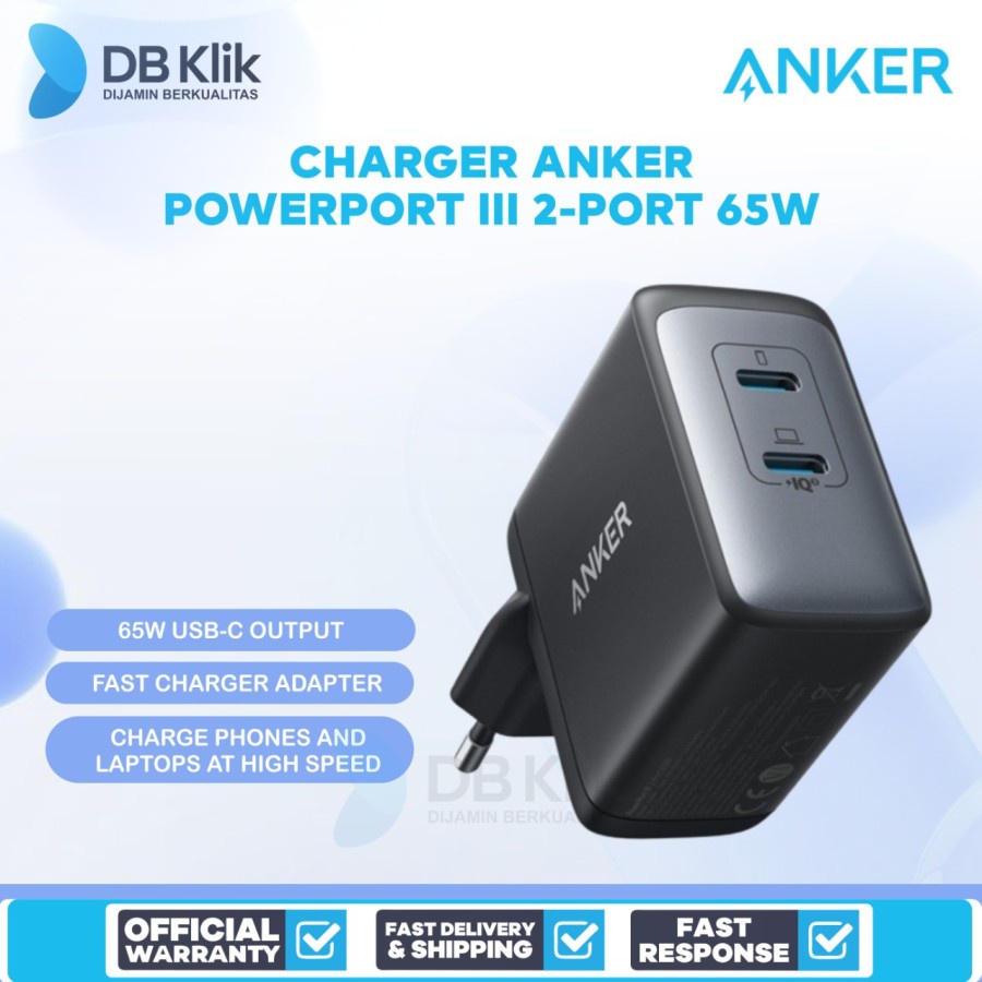 Jual Charger Anker PowerPort III 2-Port 65W Pod B2C A2666 - Anker A2666 ...
