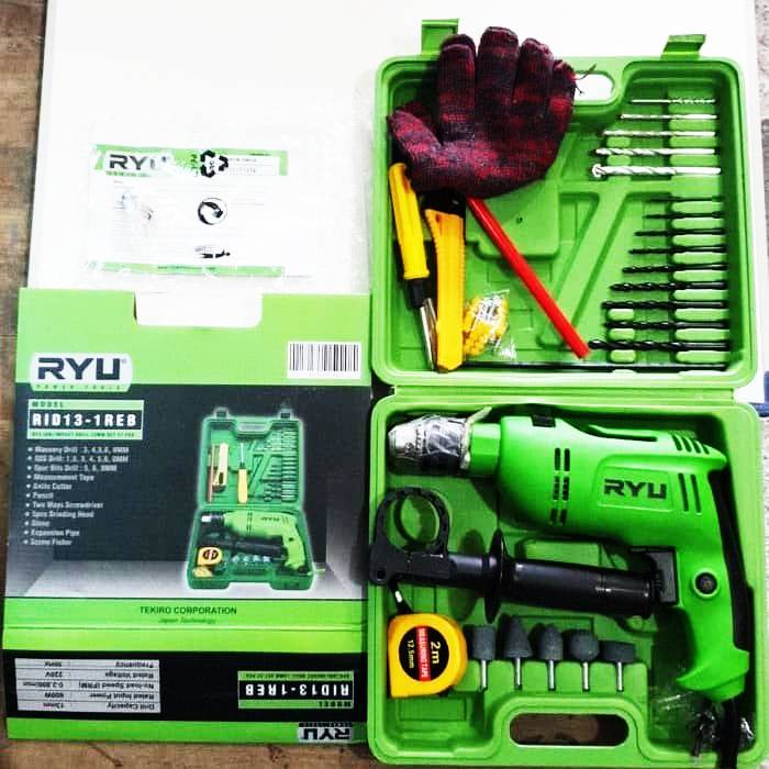 Jual MESIN BOR RYU 13 MM SET RID13-1REB BOLAK BALIK / IMPACT DRILL BOX ...