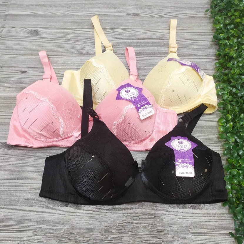 Jual BH Bra Busa Cup Besar | BH Tanpa Kawat motif Renda Bunga | 38-40 ...