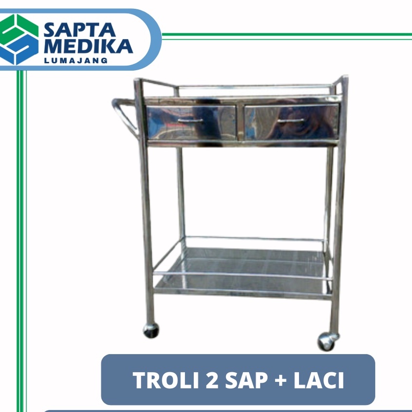 Jual Meja Troli Instrumen 2 Rak Laci Depan | Shopee Indonesia