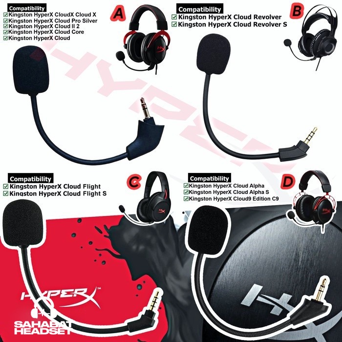 Jual Mic HyperX Cloud X Pro I II 1 2 Core Flight S Revolver Alpha S ...