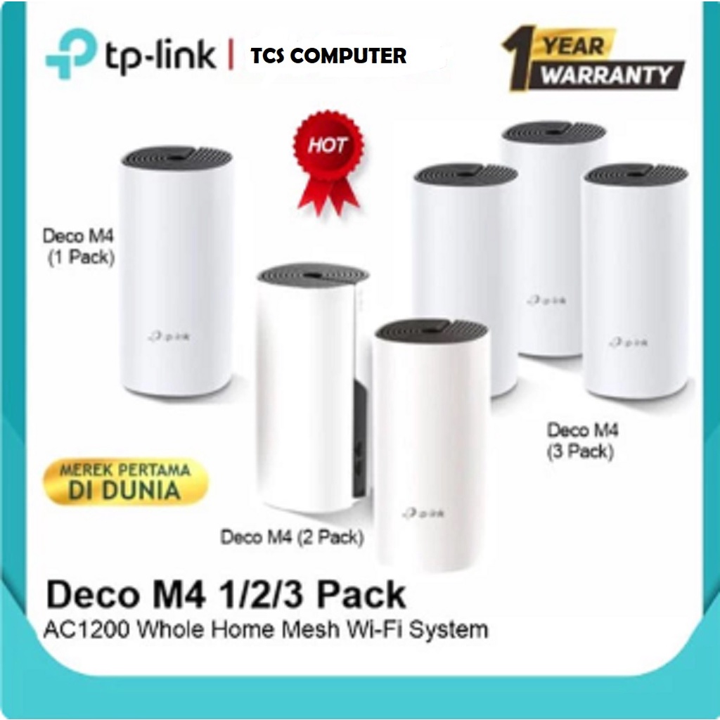 Jual TP-Link Deco M4 1pack/ 2pack AC1200 Whole Home Mesh Wi-Fi System ...