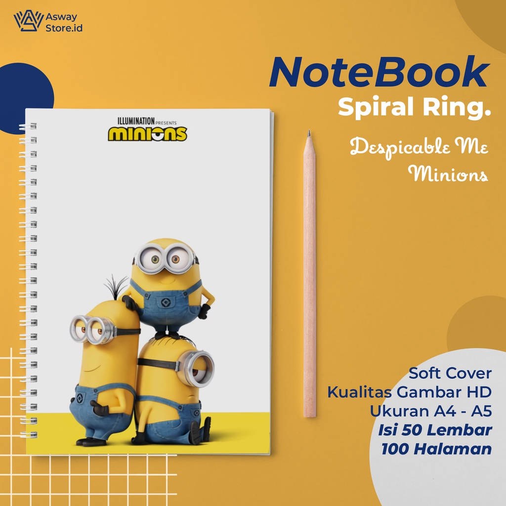 Jual Despicable Me | Minions | Aesthetic Note Ring Spiral Book ...