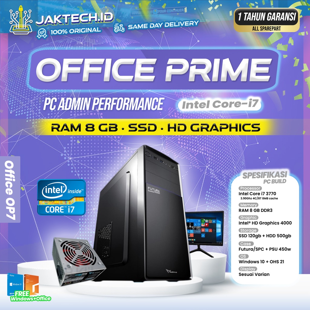 Jual PC Rakitan Core i7 Paket Office Lengkap / 8GB / SSD / CPU Intel Admin Online Shop Editing ...