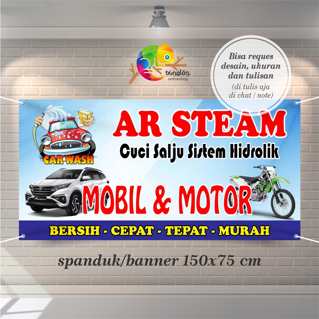 Jual Spanduk Banner Cuci Motor Mobil, Cuci Saju Hidrolik, Free Desain ...