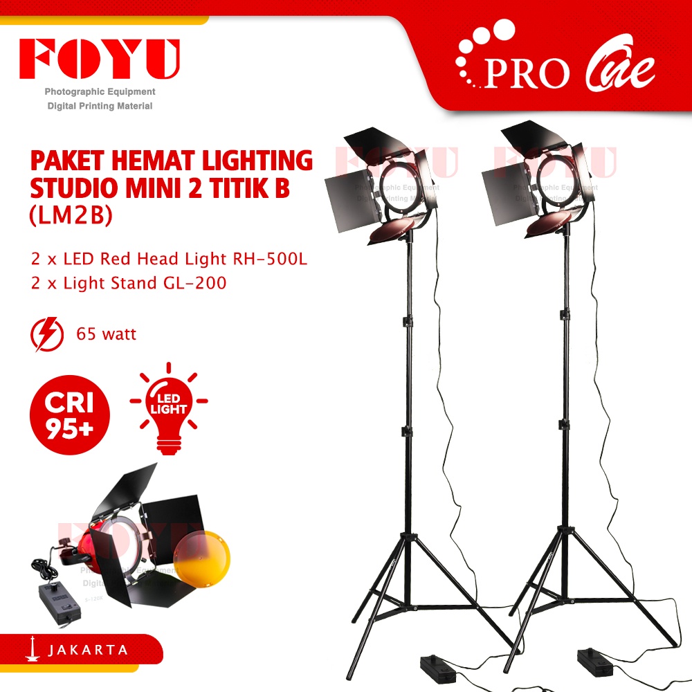 Jual Paket LED Studio Lighting Mini 2 Lampu LM2B Red Head 65 Watt Pro ...