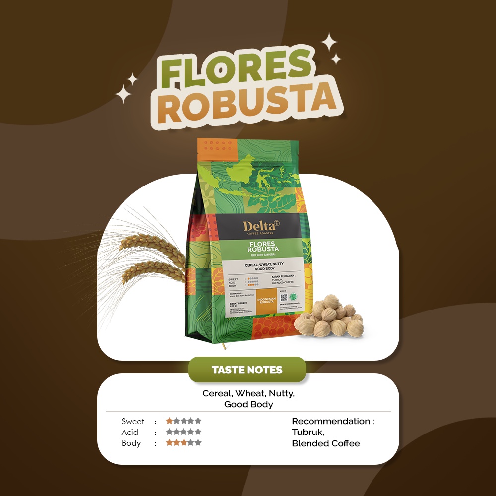 Jual Delta Coffee - Flores Robusta Medium to Dark Roast 200g | Shopee Indonesia