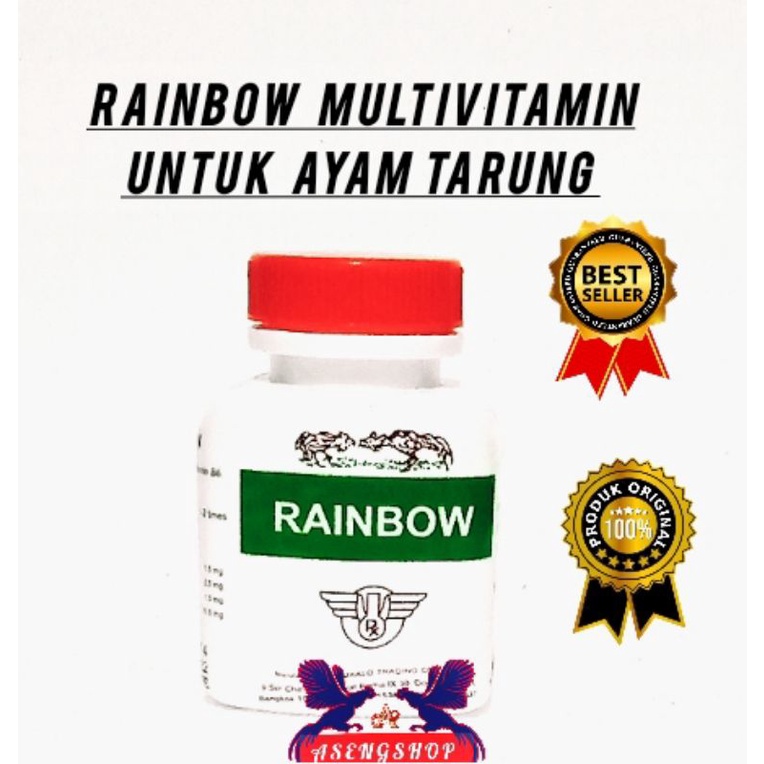 Jual RAINBOW MULTIVITAMIN AYAM TARUNG isi 100 BUTIR, IMPOR 100%ORI ...