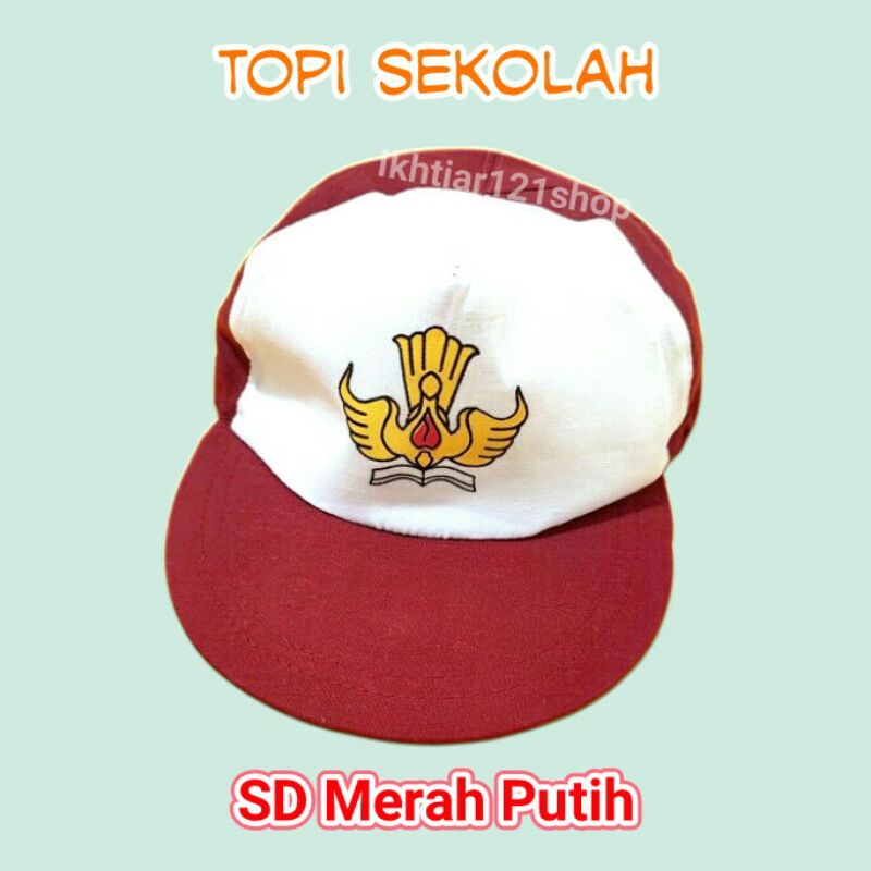 Jual Topi Sekolah Dasar/Topi Sekolah SD Merah Putih/Merah Logo Sablon ...