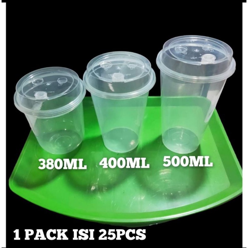 Jual Cup PP Injection Isi 25pcs / 380ml 400ml 500ml / 12oz 14oz 16oz / 25PCS / Gelas Plastik ...