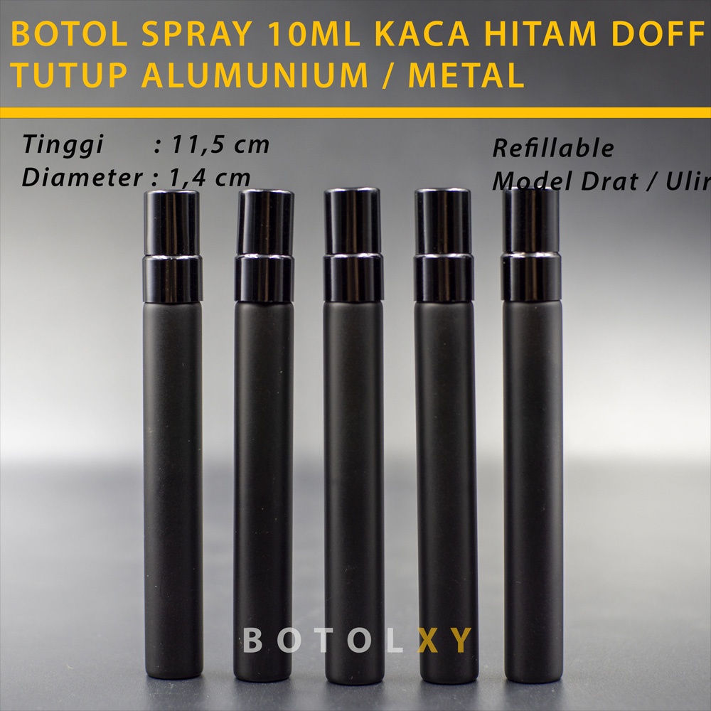 Jual Botol Spray 10ml Kaca HITAM DOFF Tutup Aluminium / Metal Parfum ...