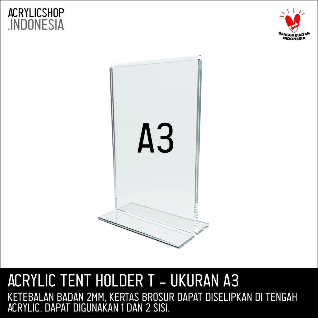 Jual Akrilik Tempat Brosur A3 / Acrylic Tent Card Holder Stand 2 sisi ...